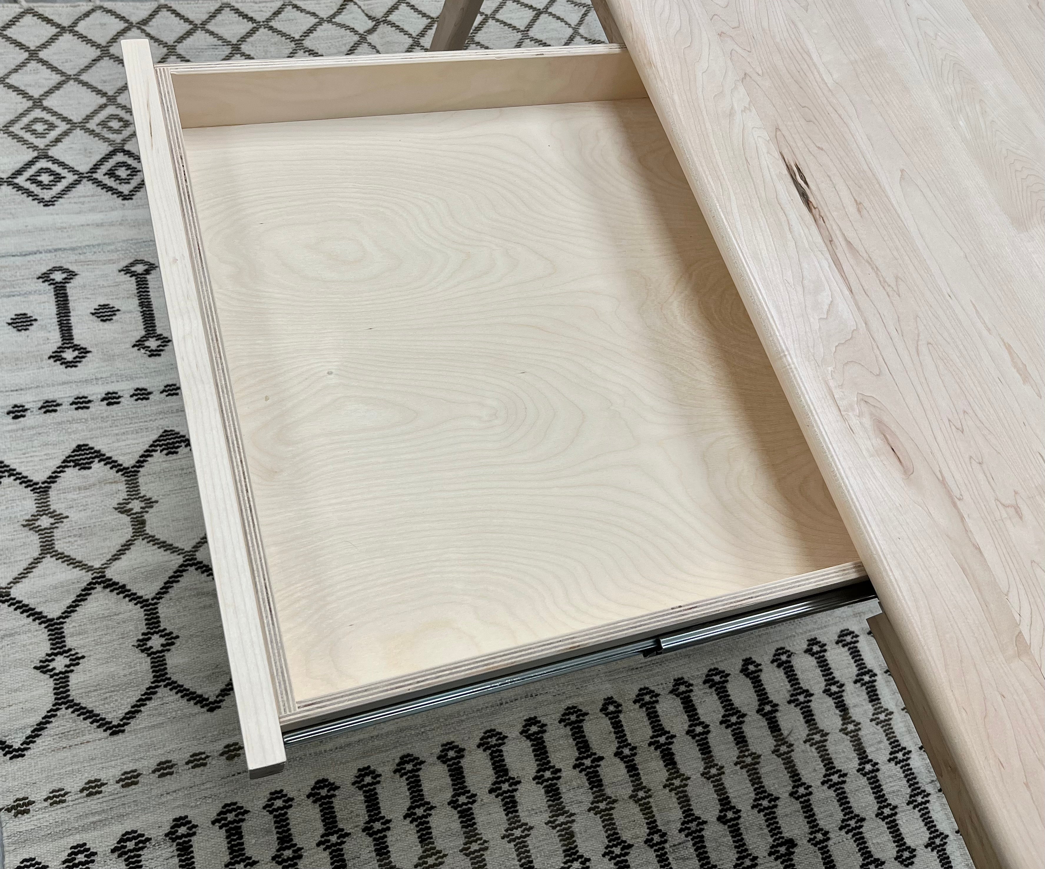 Solid maple desk with a drawer and tapered legs in natural finish ...